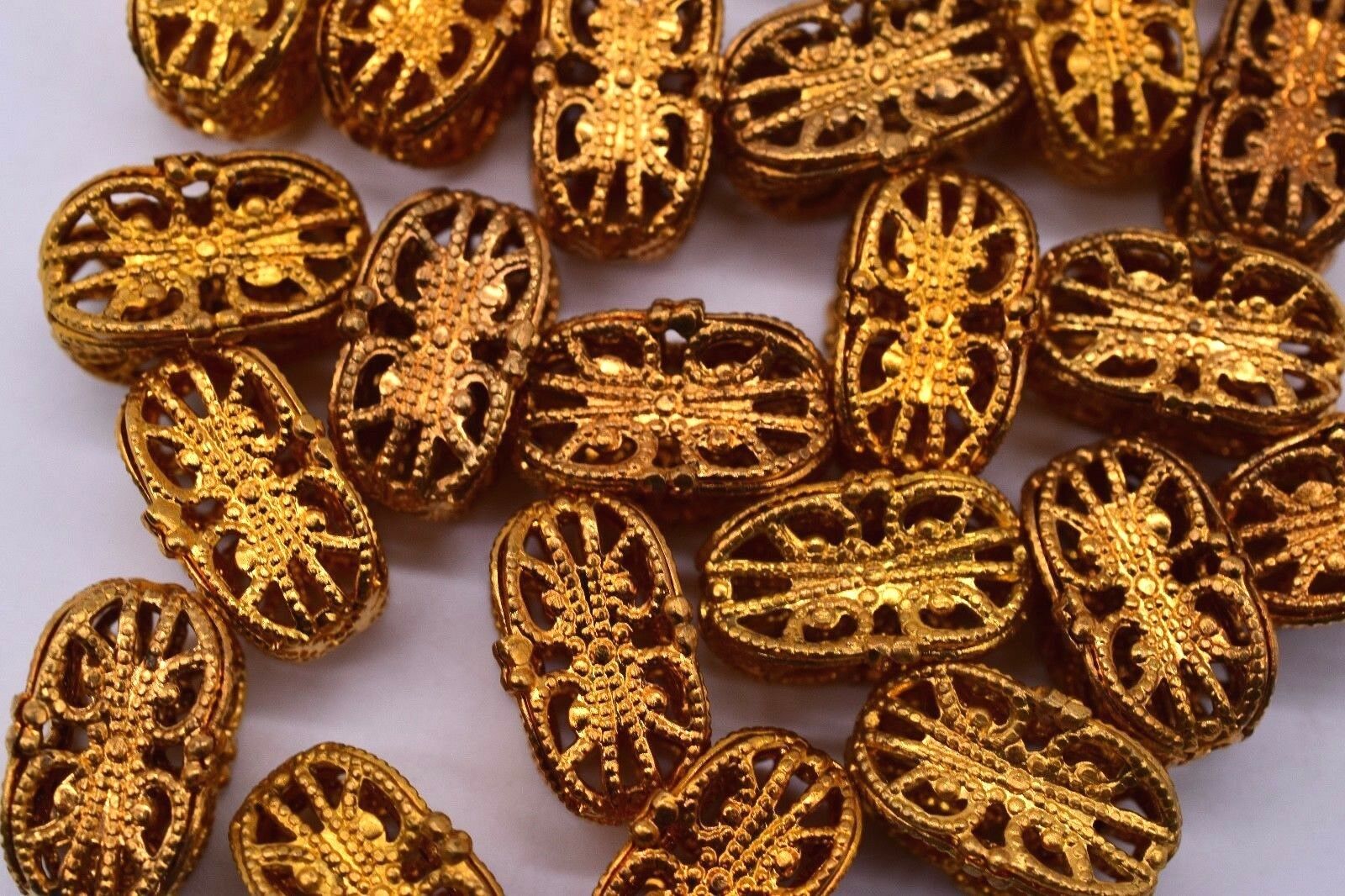 Gold Tone Filigree Tube Barrel Spacer Beads 18 mm Vintage | eBay